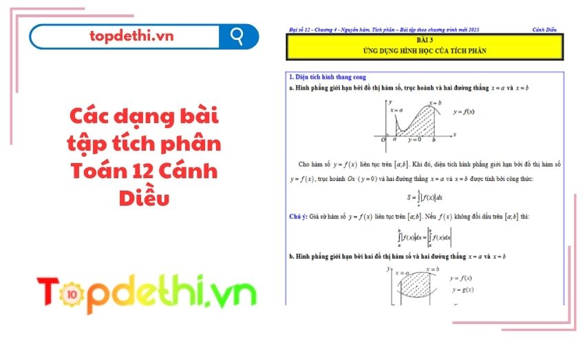 Các dạng bài tập tích phân Toán 12 Cánh Diều - Top Đề Thi