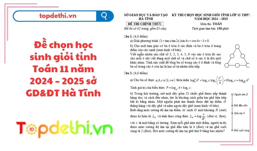 Đề chọn học sinh giỏi tỉnh Toán 11 năm 2024 – 2025 sở GD&ĐT Hà Tĩnh - Top Đề Thi